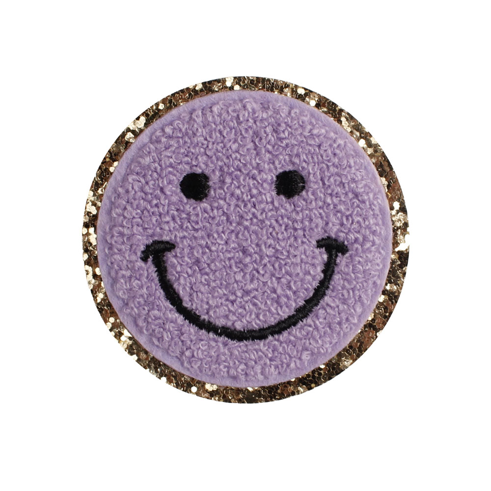 Smile Face Design Glitter Chenille Patch,CUSTOM PATCH,Chenille patch