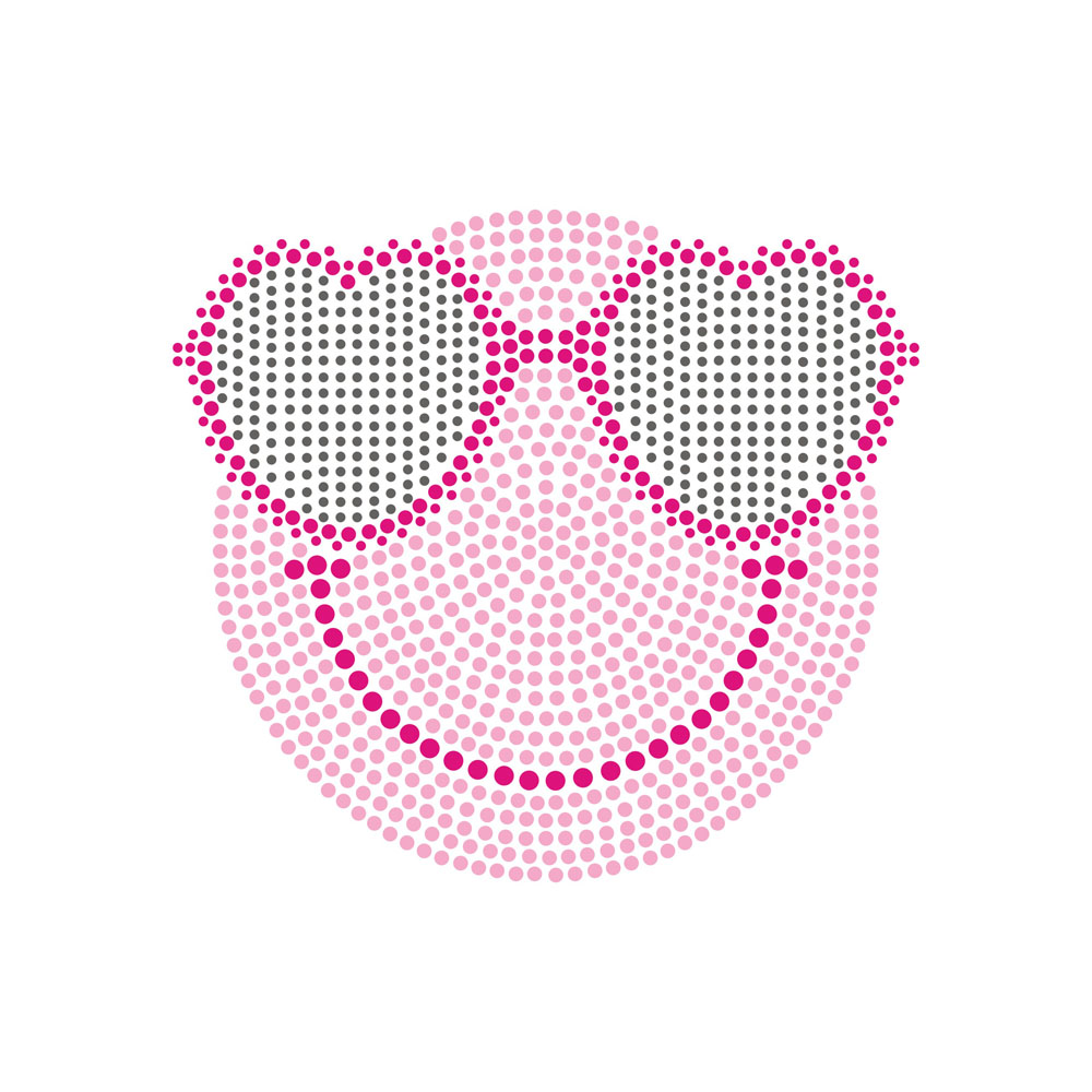 Smile Face With Glasses Bling Hotfix Transfer Rhinestone Transfer ...