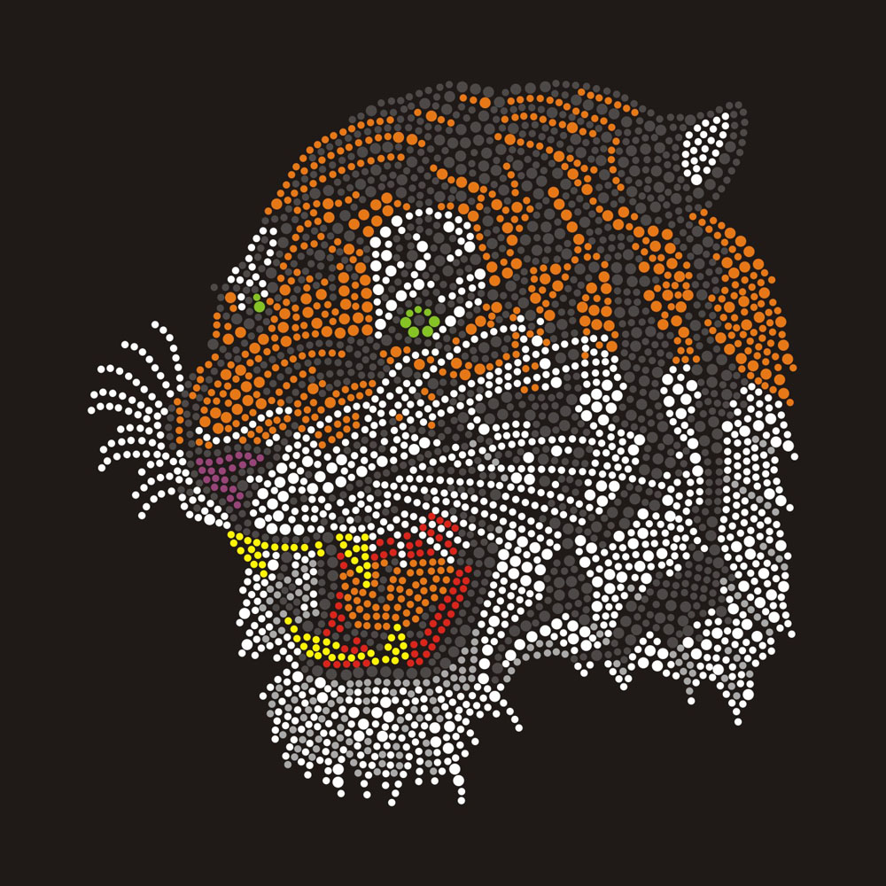 Custom Tiger Face Bling Rhinestone design,animal