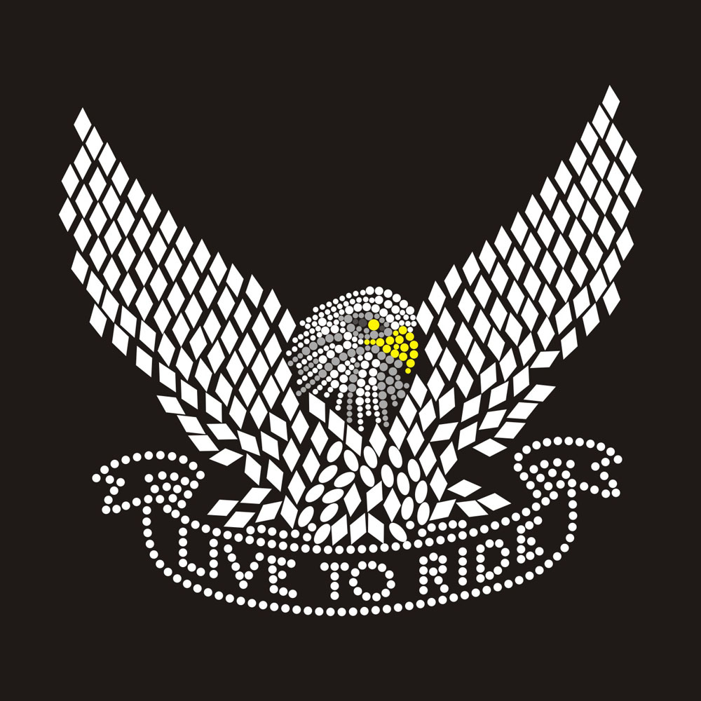Custom Live To Ride Eagle rhinestone,animal