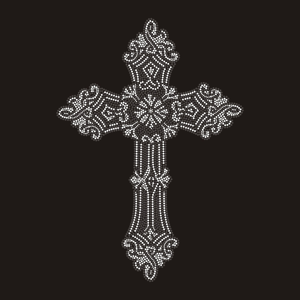 Bling Clear Cross Rhinestone Transfer Design,cross