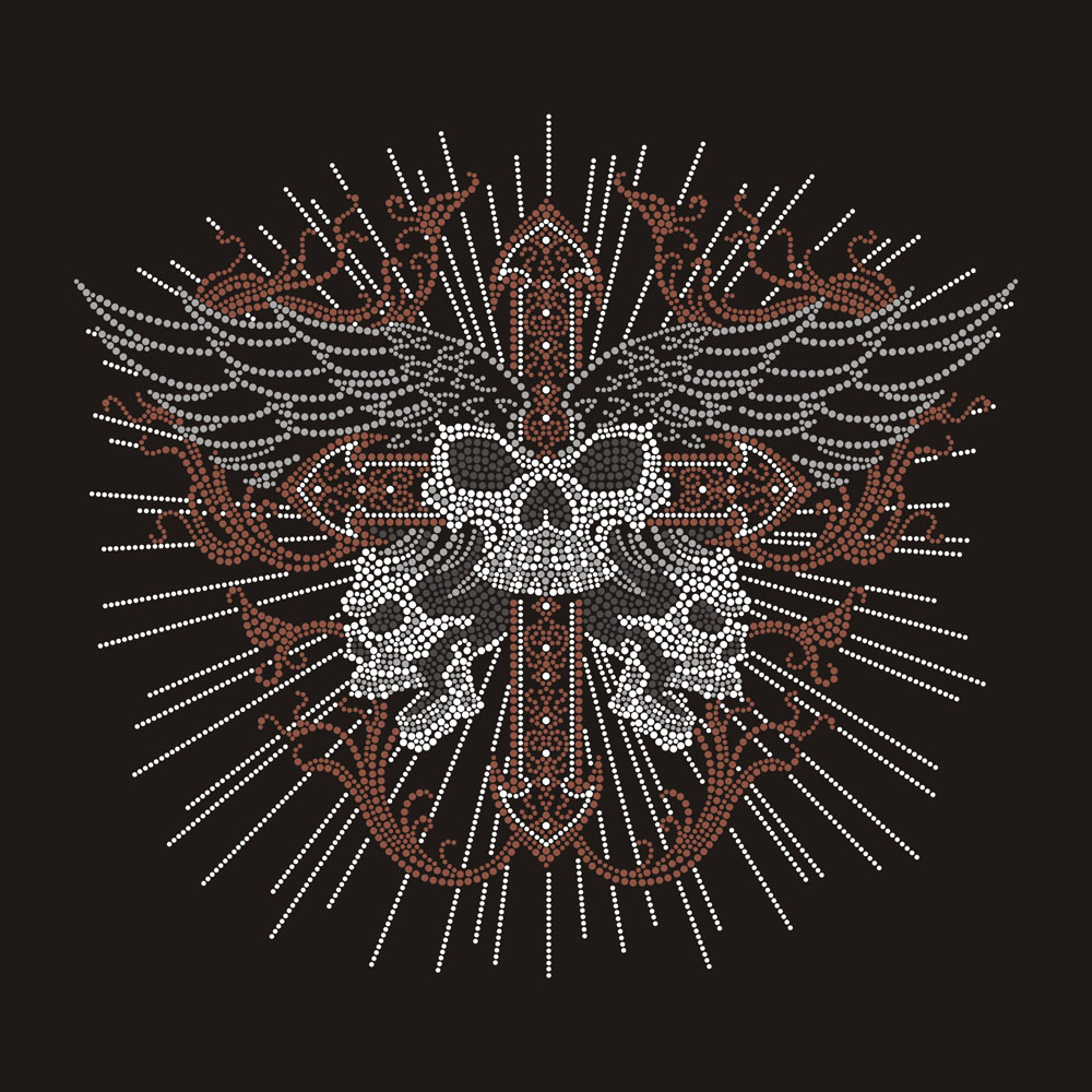 Bling Rock and Roll Cross Rhinestone Transfer Design Uniflying,cross