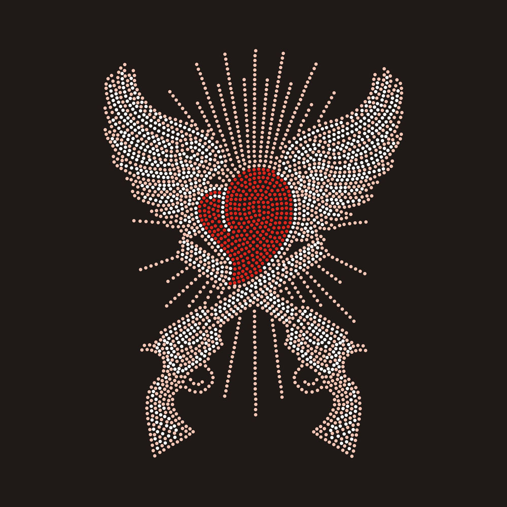 love gun design rhinestone,gun