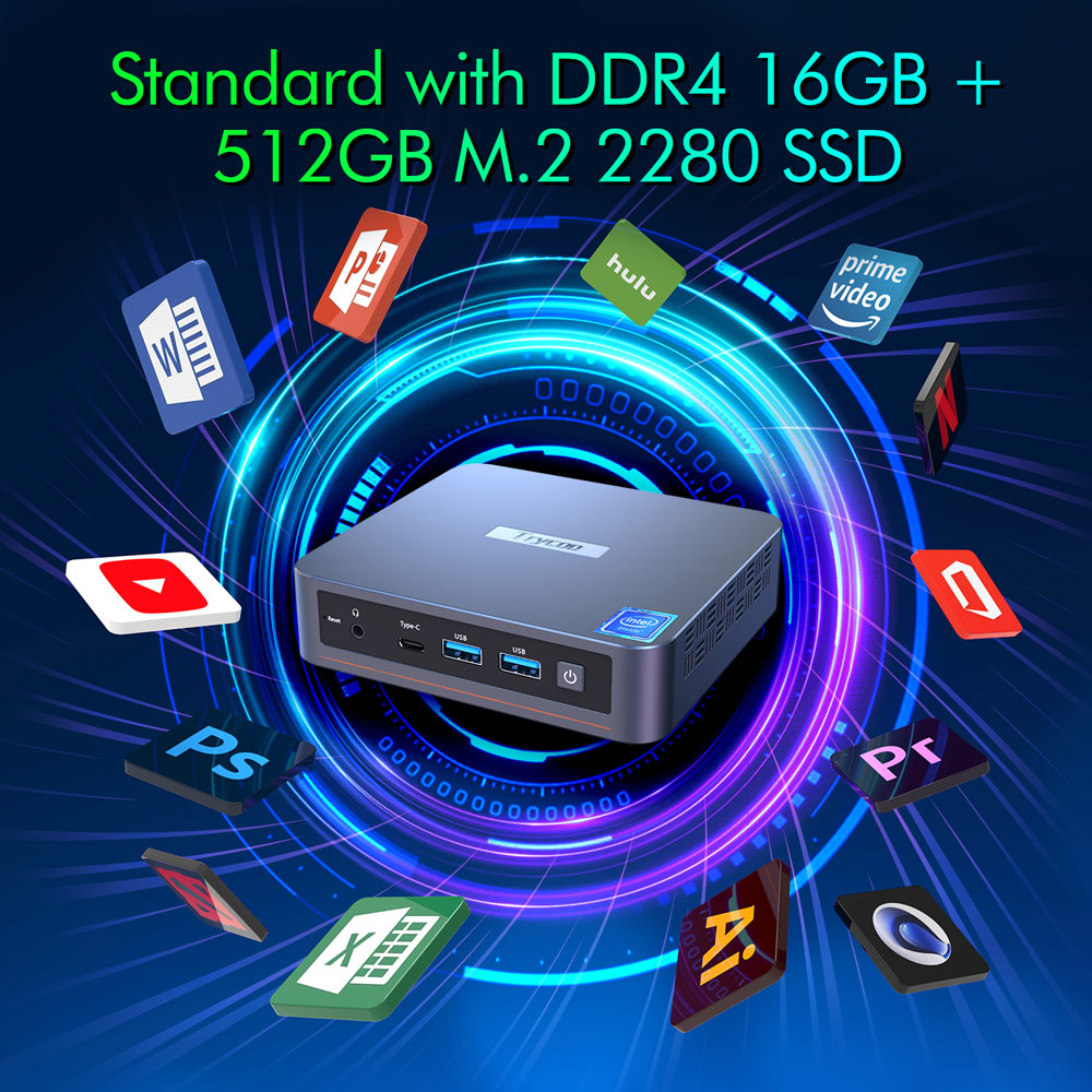 Trycoo WI-6 Mini PC, Intel 12th Gen N100 Mini Computer