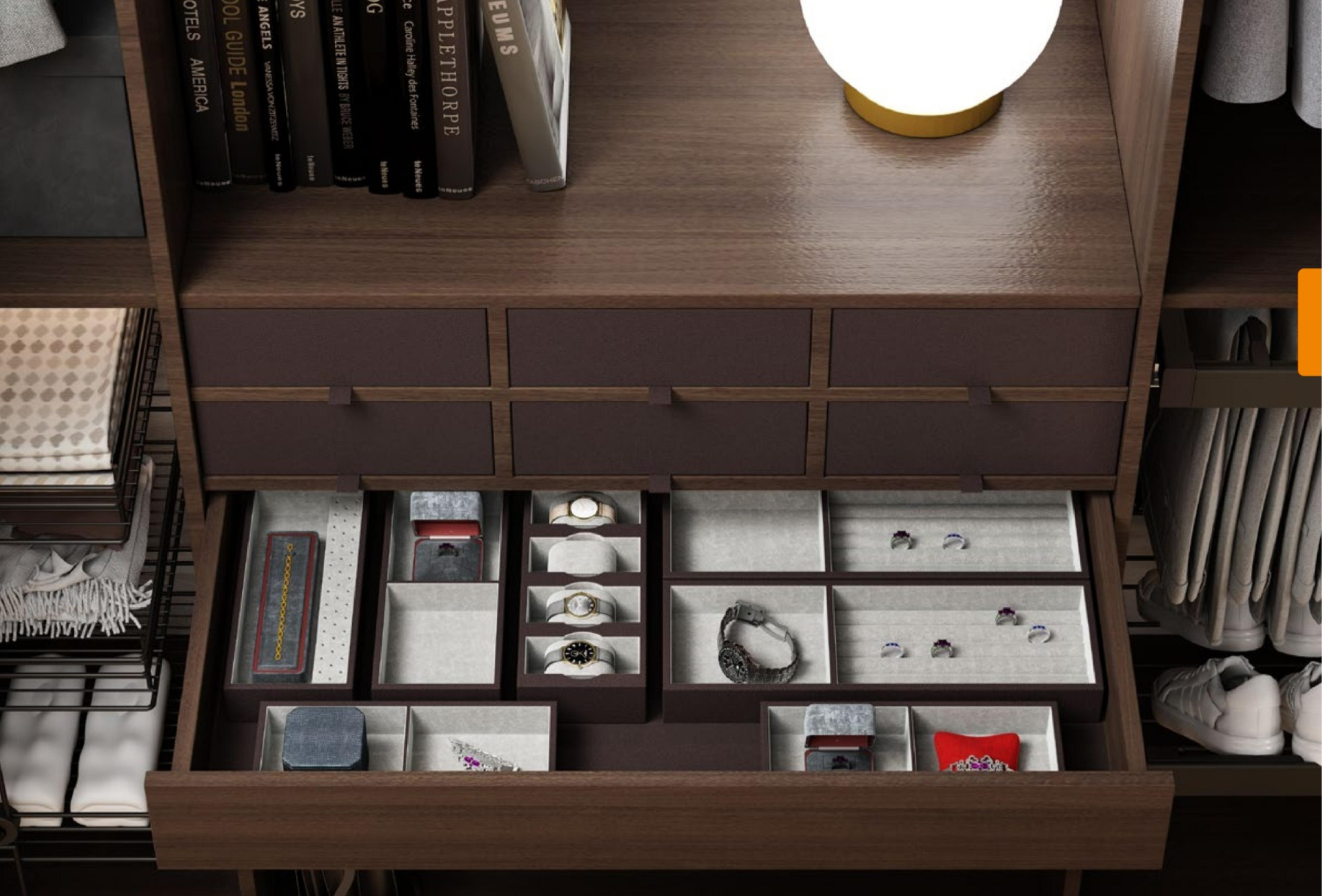 Multi-Function Wardrobe Leather Classification Box Drawer Sorting Box with Soft Close Function ...