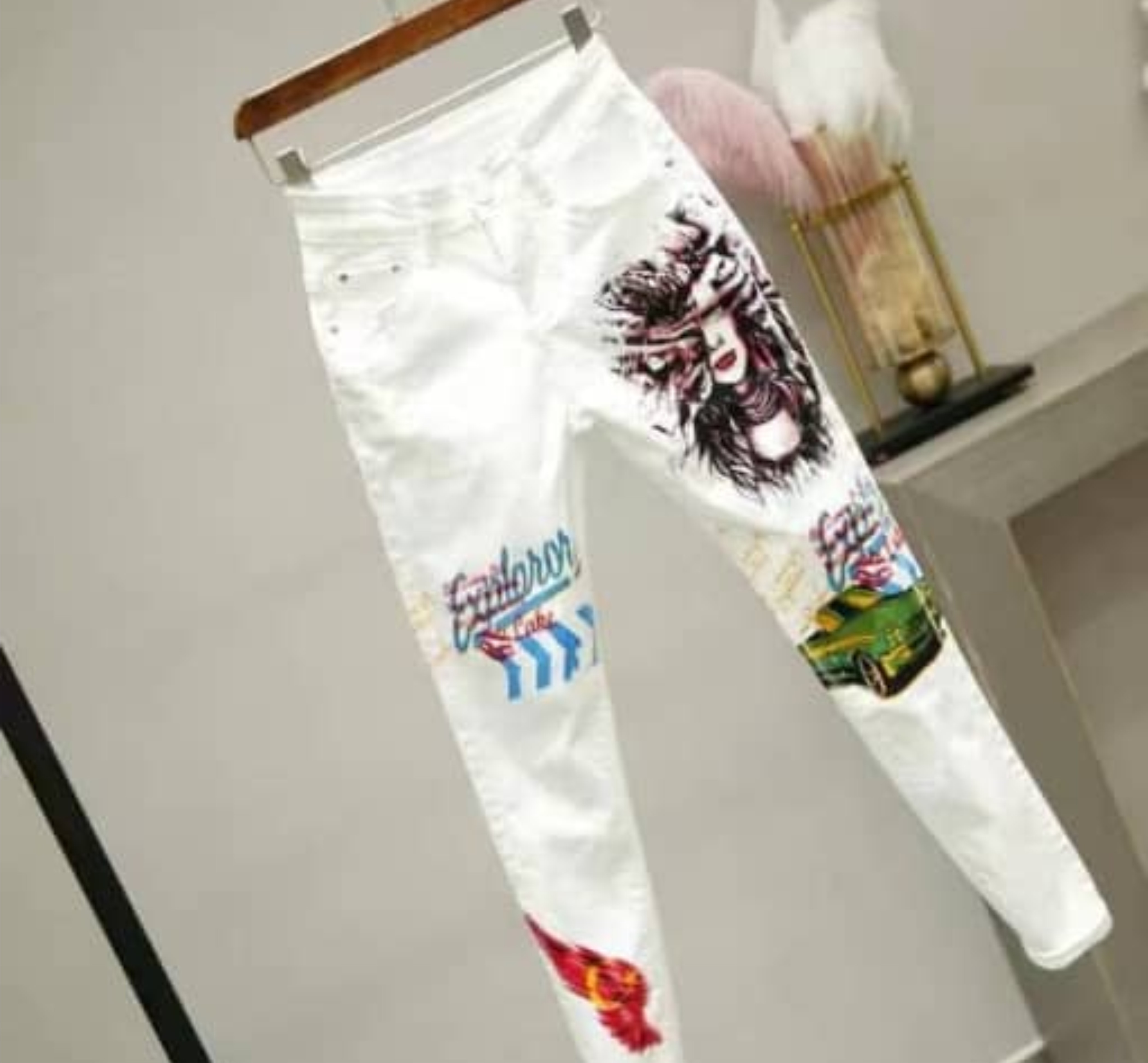 Customized Jeans Pants - White