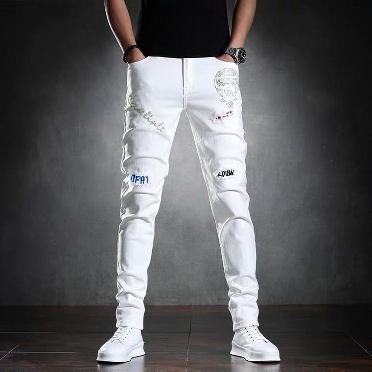 Men's White ripped jeans