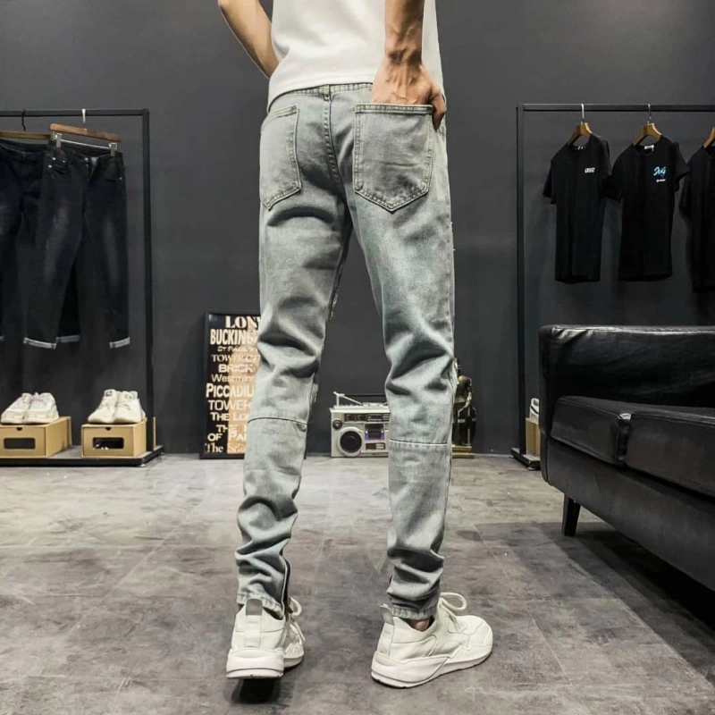 Men's Designer Ripped Jeans - Faded Jean