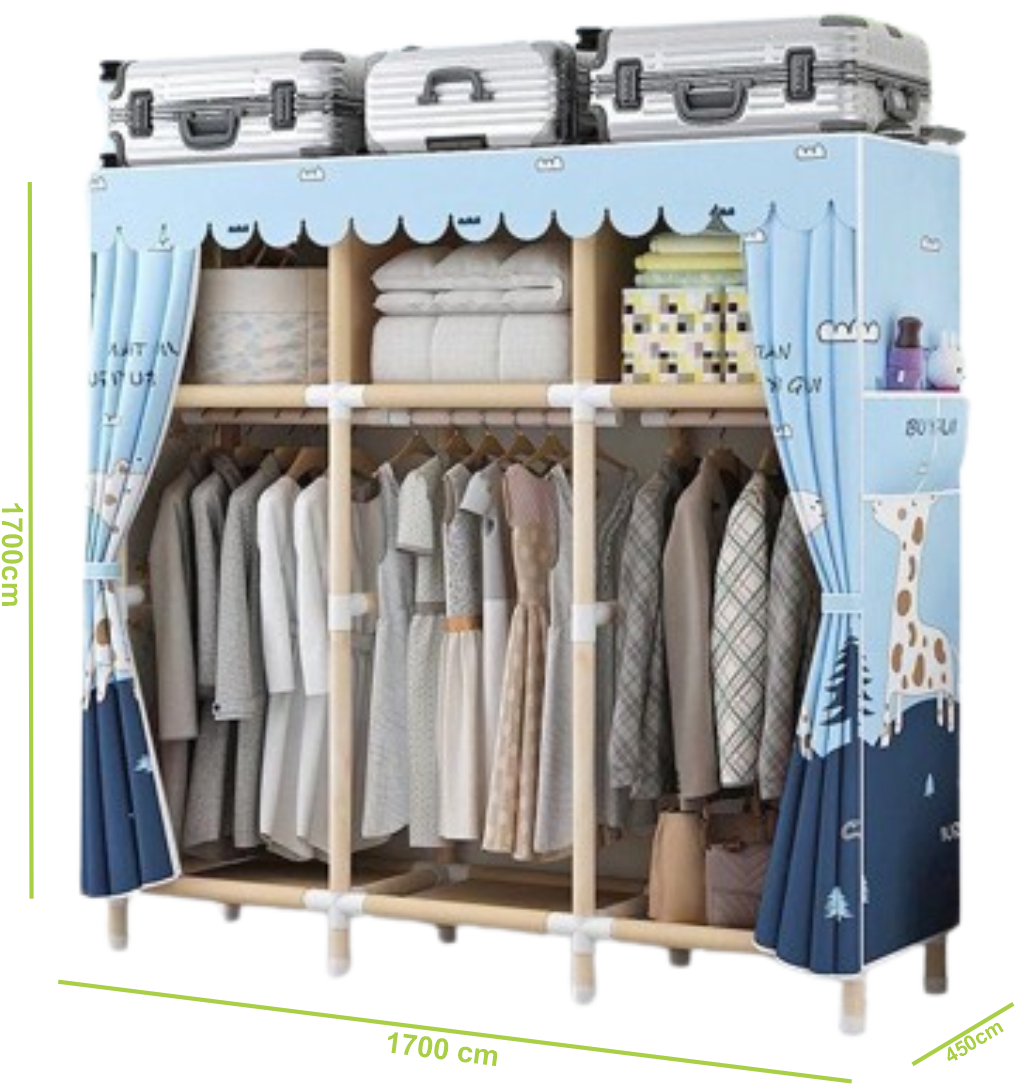Mobile Detachable Wardrobe with Wheels & Columns