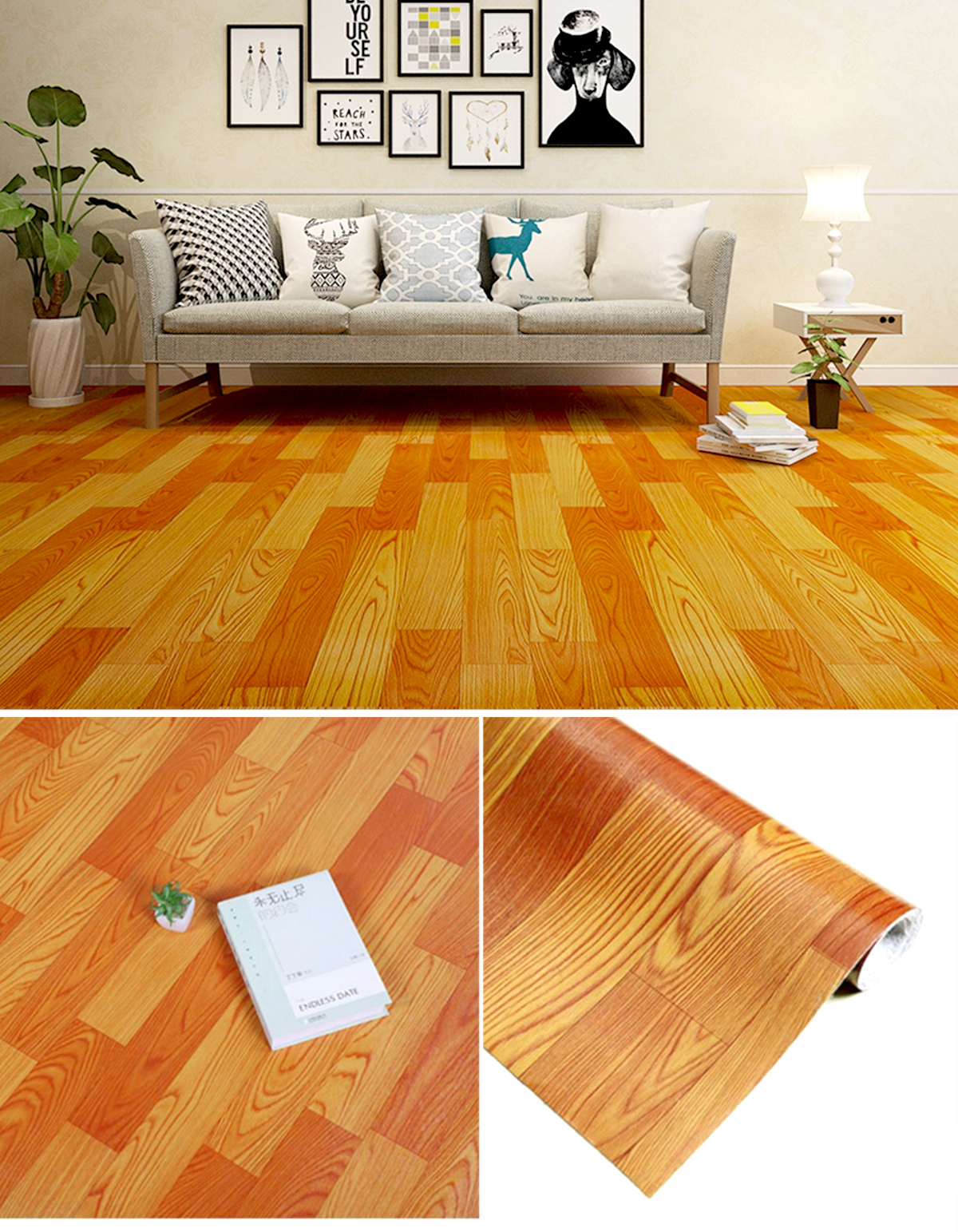 Imitation wood grain self-adhesive PVC flooring -HAODIBAN