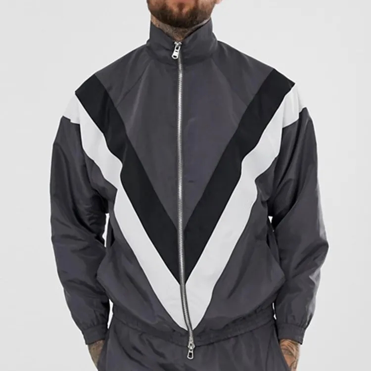 Custom Tracksuit Nylon Ripstop Contrast Stripe Jogging Suits Wholesale ...