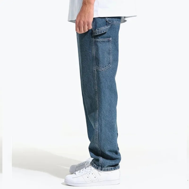 Custom Men's Solid Double Knee Work Jeans Denim Painter Pants Custom ...