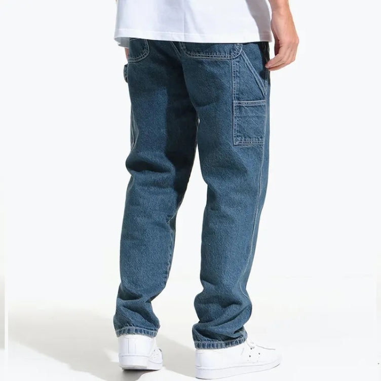 Custom Men's Solid Double Knee Work Jeans Denim Painter Pants Custom ...