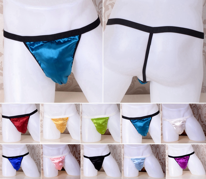 Men's 100% Mulberry Silk Satin G String Briefs Panties