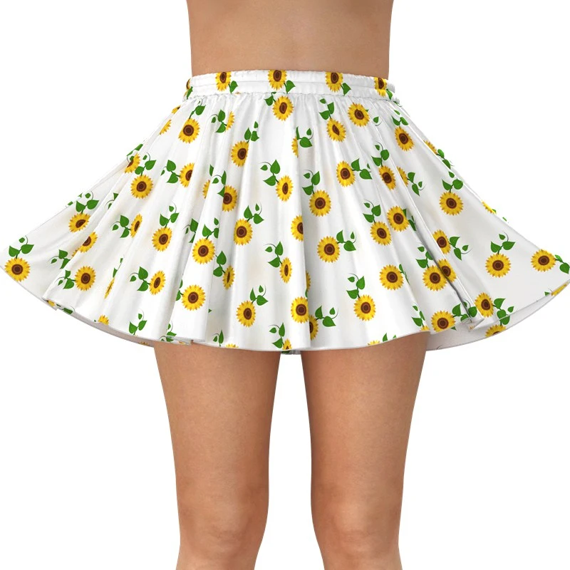 100% Silk Little Flower Full Circle Mini Skirts
