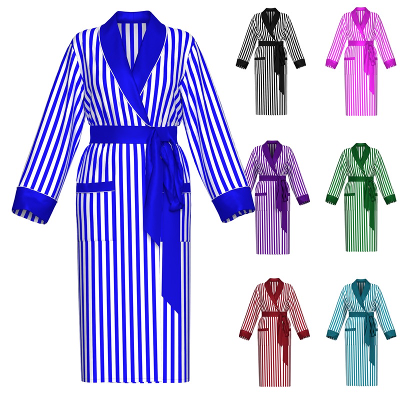 Silk Striped Dressing Gown