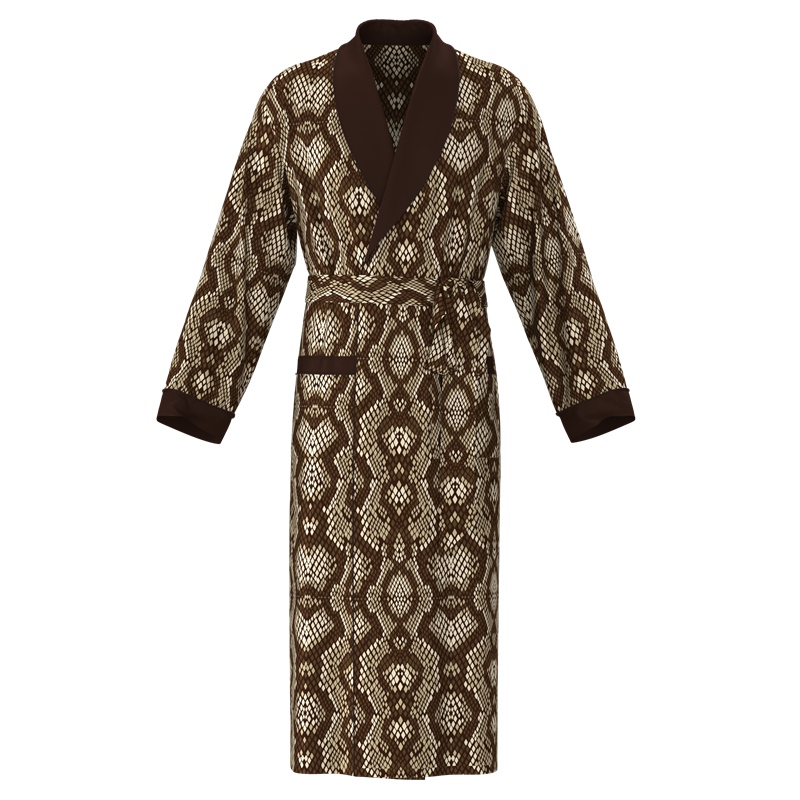 Men's Snake Skin Print Silk Robe