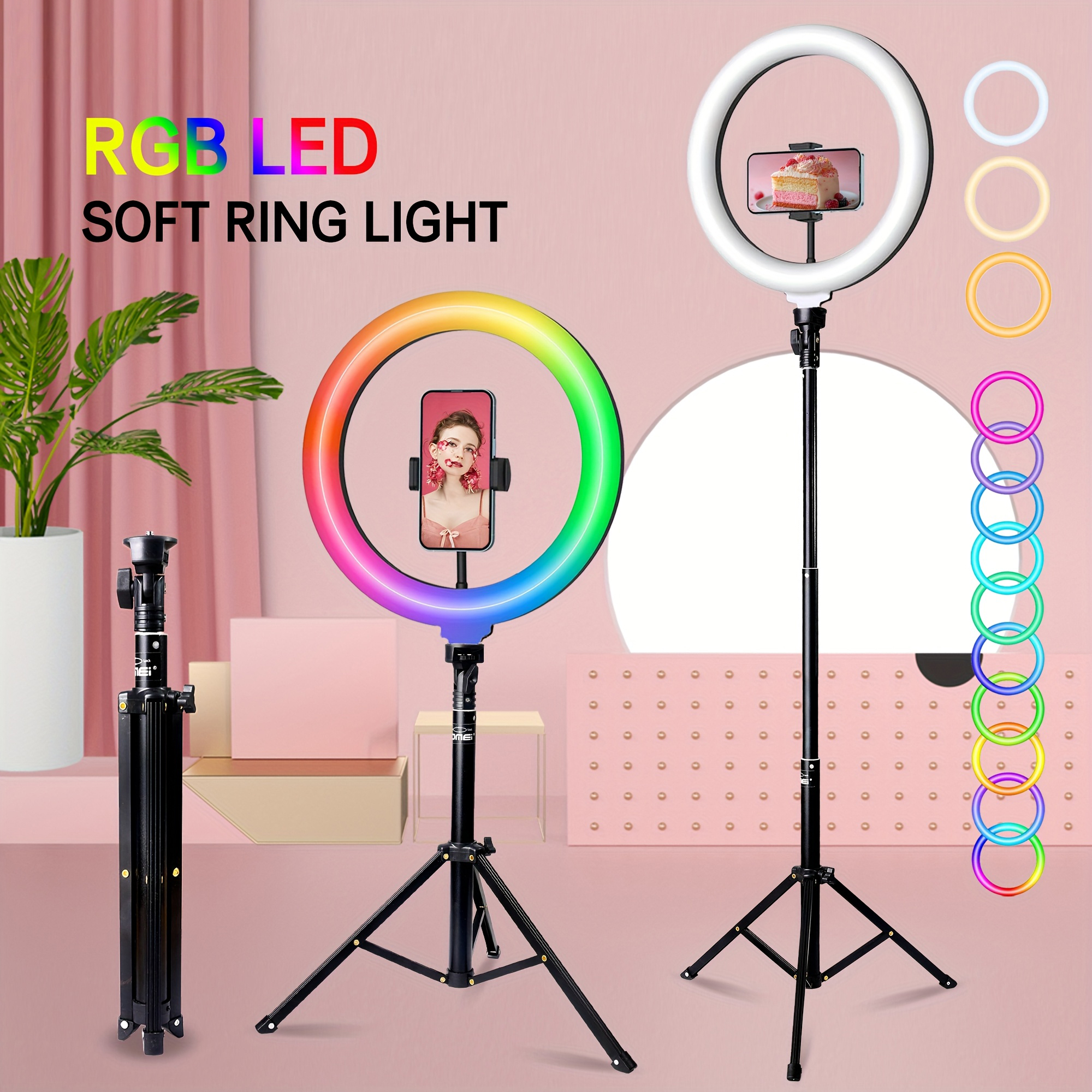 10 Inch Dimmable RGB Ring Light, RGB Photography Lighting Kit - 10 Inch ...