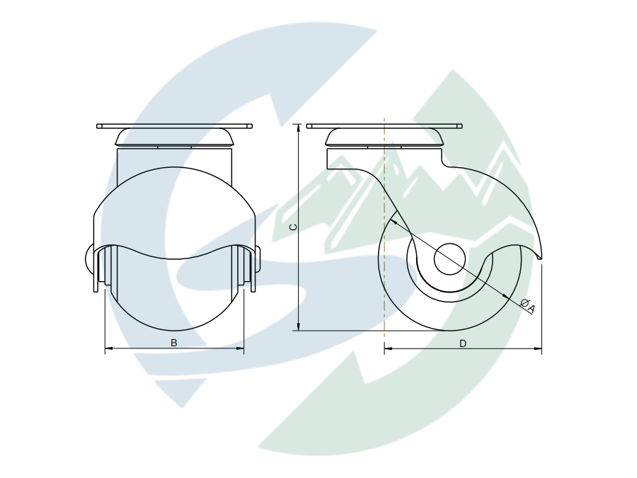 Polyolefin Furniture Spherical Caster-Top Plate | Caster-HY ENVIROTECH