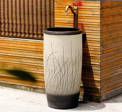 Ceramic Pedestal Wash Basin Sink Bowl for Outdoor Garden ,Art Basins ...
