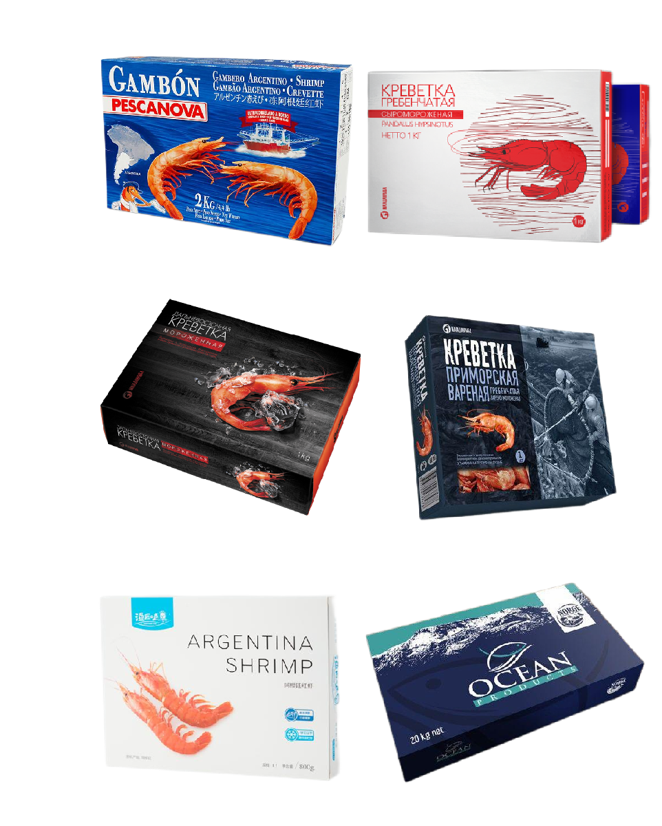 1Kg 2Kg Frozen shrimp carton packages