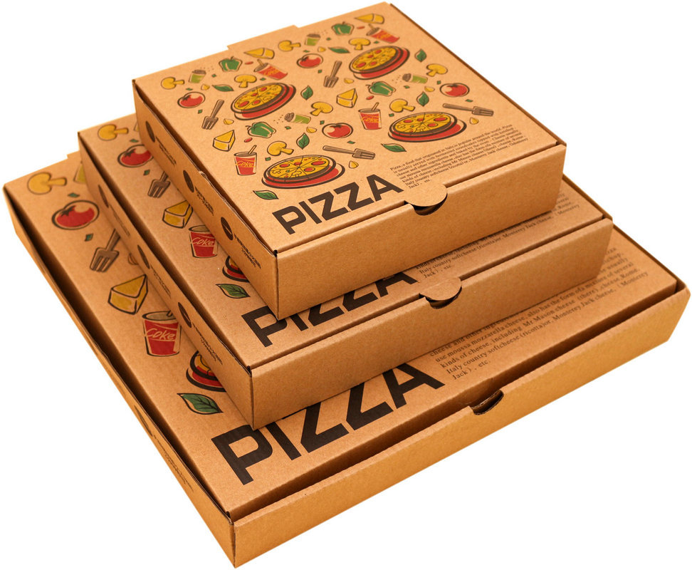 Cheapest Brown Pizza box with 4 colors logo