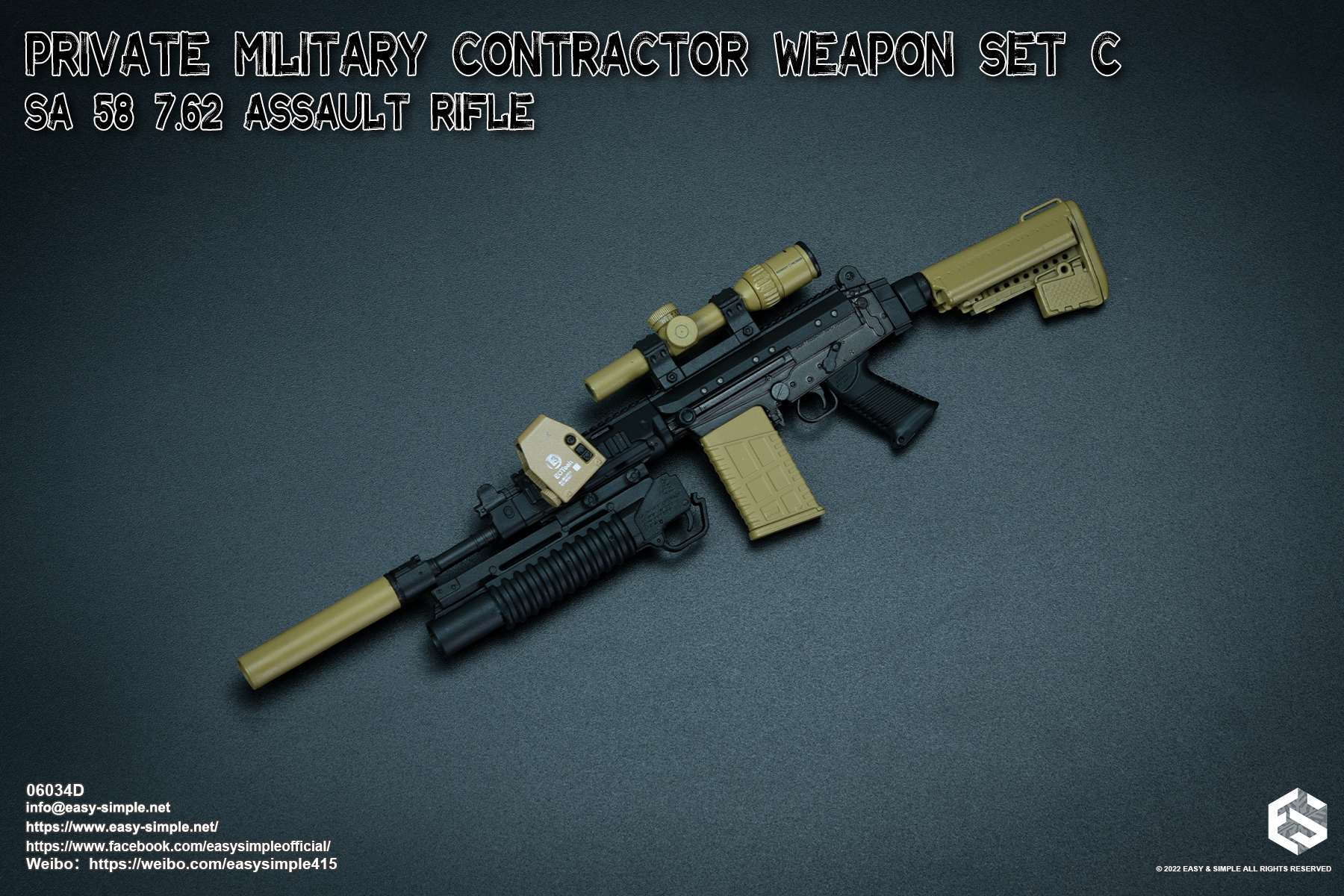 Easy&Simple 06034 PMC Weapon Set C SA 58 7.62 Assault Rifle