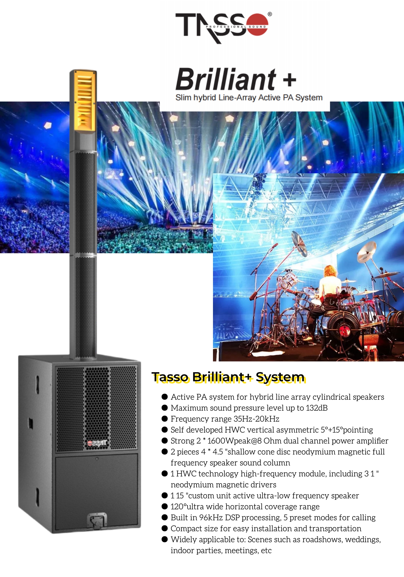 2023 New Product Brilliant+ Slim hybrid Line-Array Active PA System