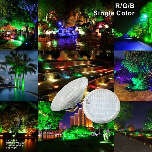 Glass LED PAR36 reflector lamp bulb, low voltage input, waterproof and ...