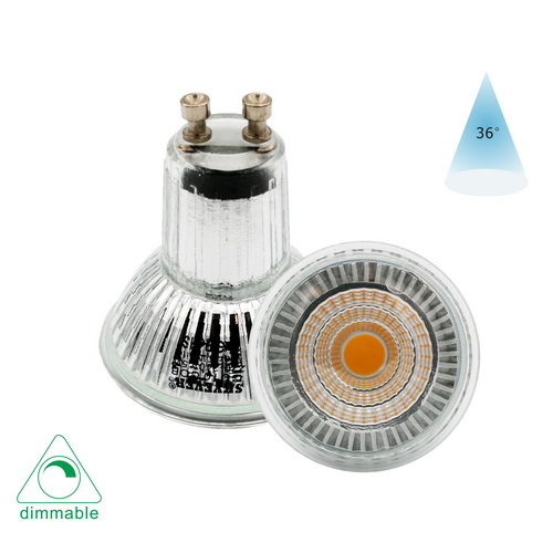 Glass Cob Led Gu10 5w Spot Light Cup With Gu10 Lamp Cap Dimmable