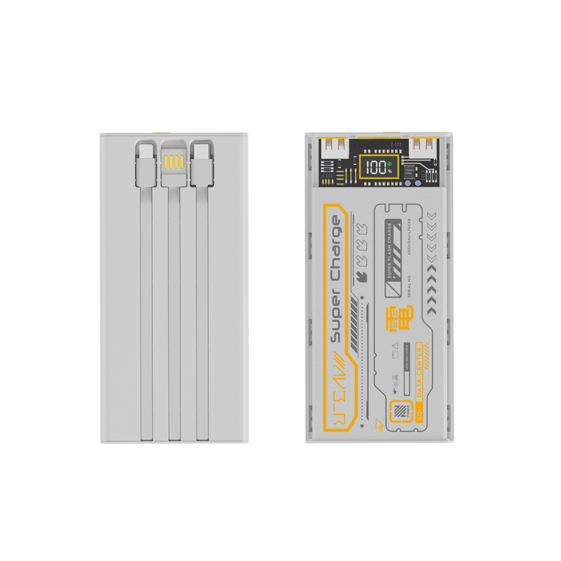 Fast Charging Transparent Cyber Punk 10000 mAh Power Bank with cables ...