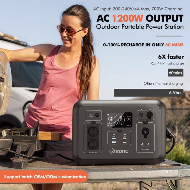 AC 1200W OUTPUT Outdoor Portable Power Station 315000mAh /3.2V Start Car Charging+Solar Panel ...