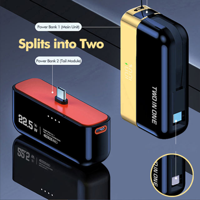 2-in-1 Magnetic Detachable Power Bank with 22.5W Super Fast Charging ...