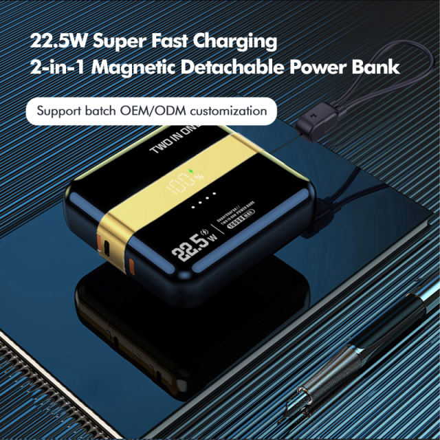 2-in-1 Magnetic Detachable Power Bank with 22.5W Super Fast Charging ...