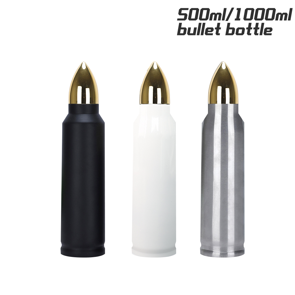 25 Pack 500ML 1000ML Sublimation White Bullet Tumbler Vacuum Bottle