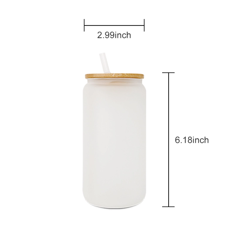 KOCDAM 25/50 Pack 16oz Sublimation Frosted Clear Glass Can Jar with ...