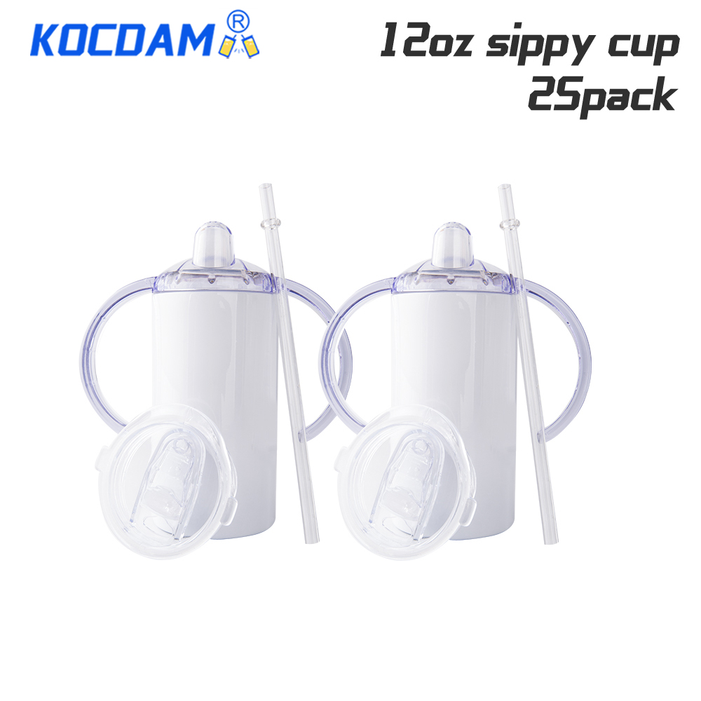 KOCDAM 25 Pack 12oz Stainless Steel Straight Sublimation Blanks Sippy ...