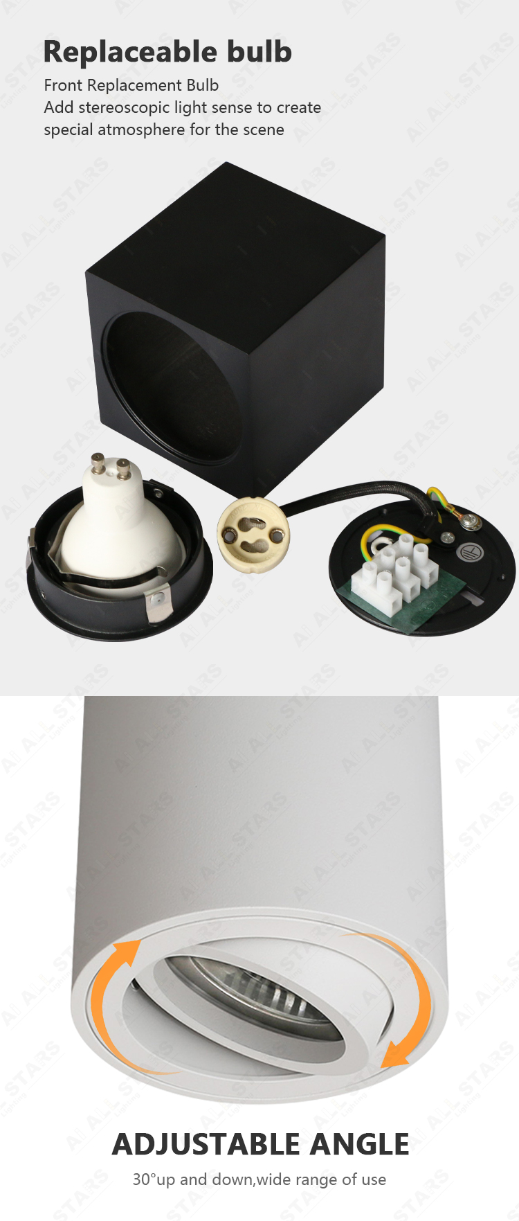 Adjustable Downlight GU10 Fixture,LED Down Light Fixture Housing