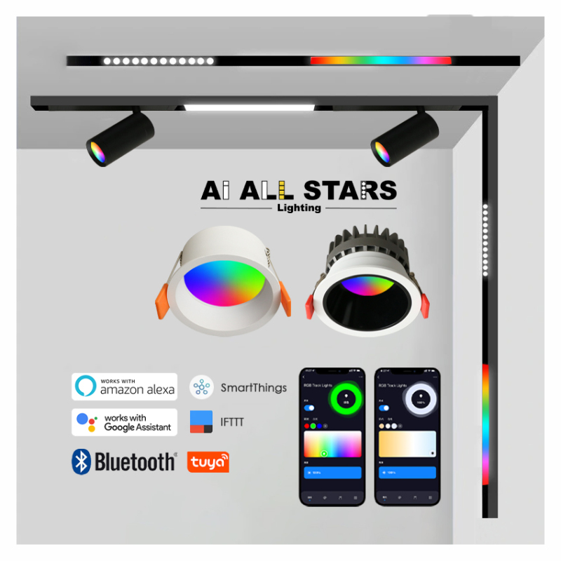 RGB Downlights Smart Home Lights Tuya Voice App Alexa Remote Control ...