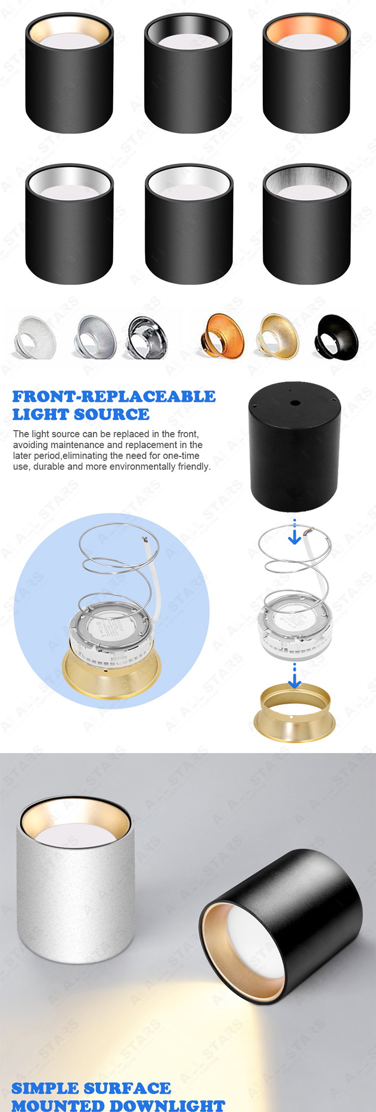Europe Design Cylinder GX53 Spot Light Housing Surface Mounted LED ...