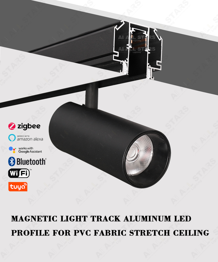 Magnetic Track Lights Rail Lighting System Stretch Tension Fabric ...