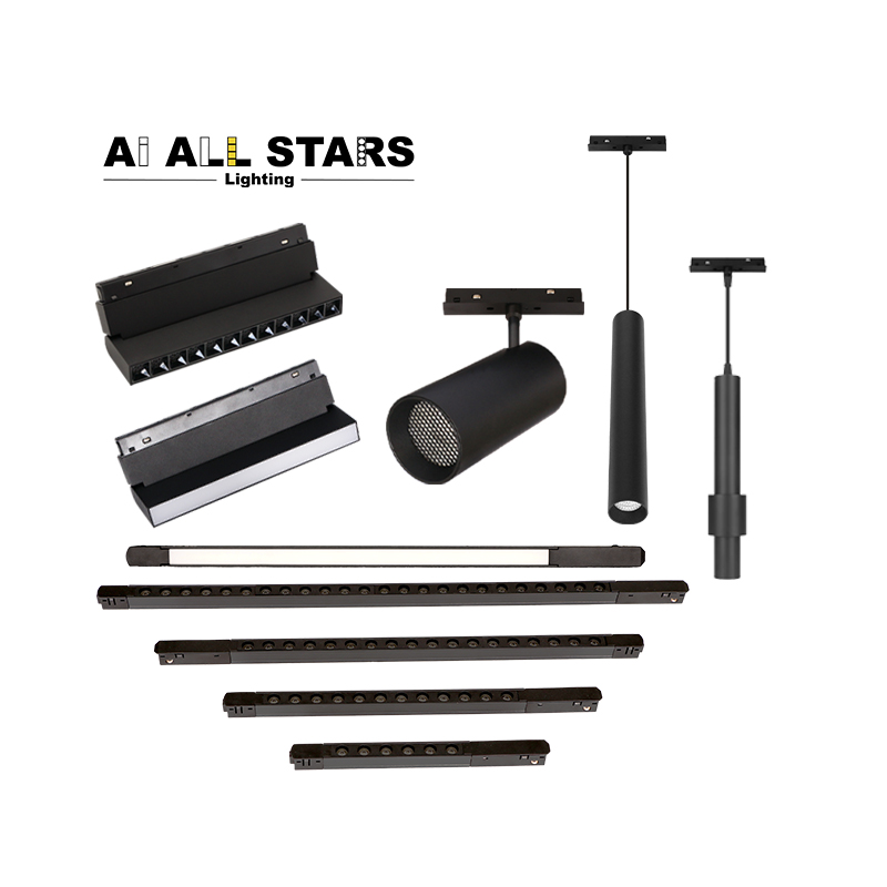 Black White 48v Mini Magnetic Track Light Linear Cob Spotlight Rail ...