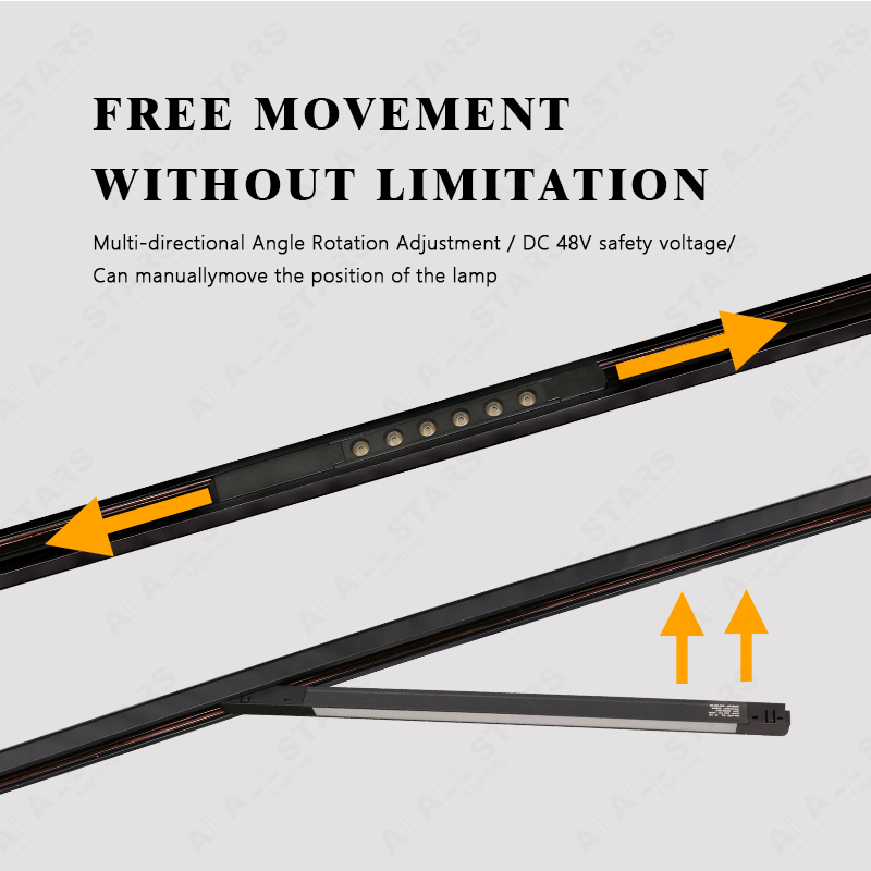 Black White 48v Mini Magnetic Track Light Linear Cob Spotlight Rail ...