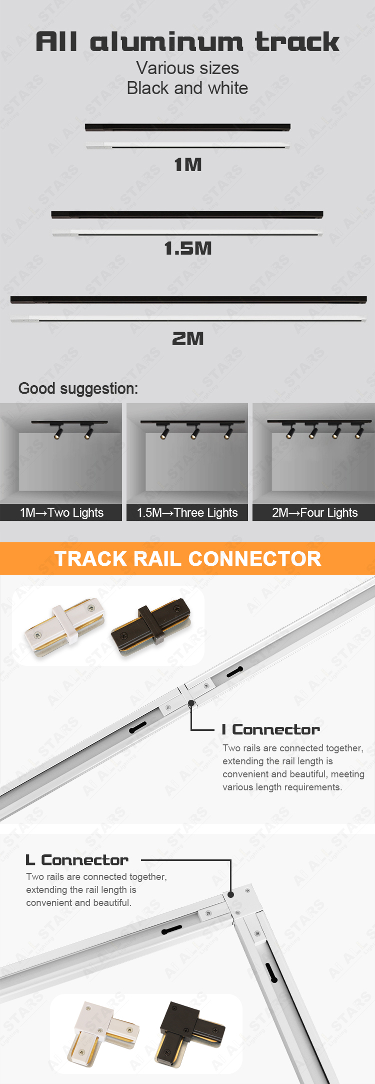 Light Track Accessories High Quality 1M 1.5M 2M 3M 2 Wires LED Line ...