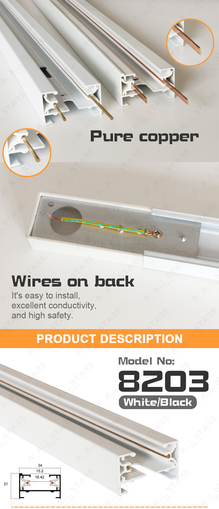 Light Track Accessories High Quality 1M 1.5M 2M 3M 2 Wires LED Line ...