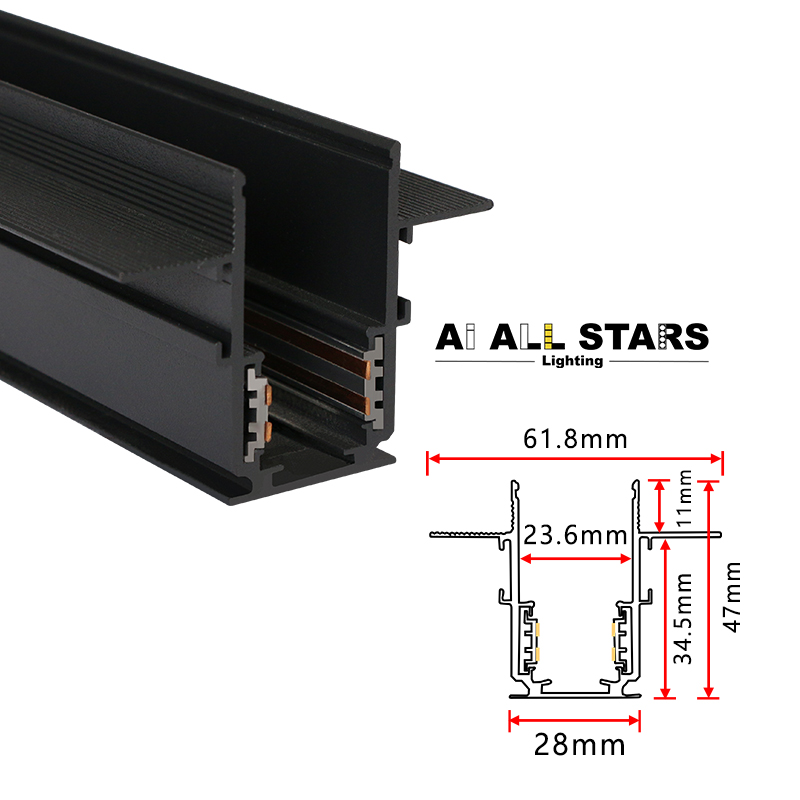 DC48V Linear Spotlight Ceiling Surface Recessed Hanging Magnet Track ...