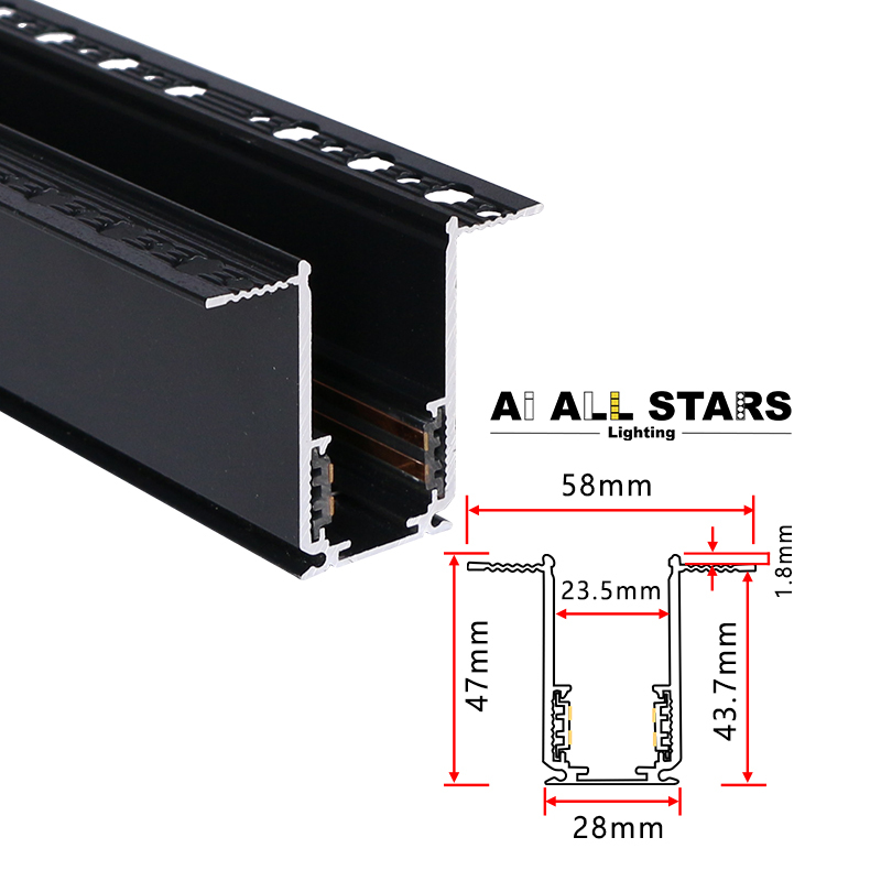 DC48V Linear Spotlight Ceiling Surface Recessed Hanging Magnet Track ...