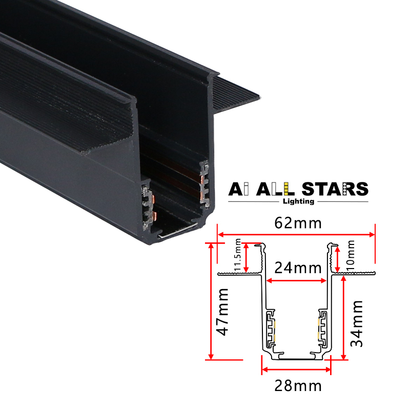 DC48V Linear Spotlight Ceiling Surface Recessed Hanging Magnet Track ...