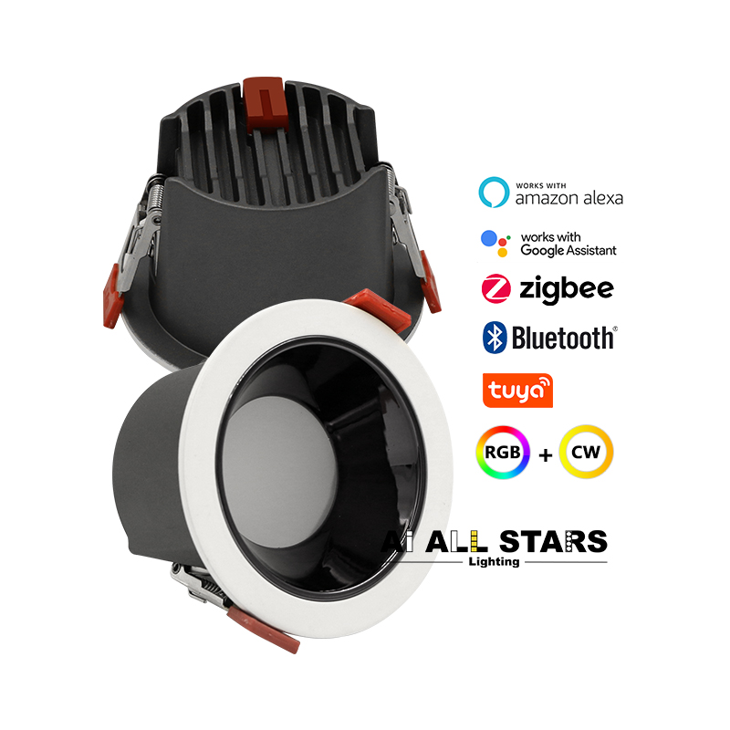 Tuya Smart Dimmable LED Spot Light Fixtures Embedded Anti-glare CCT RGB ...