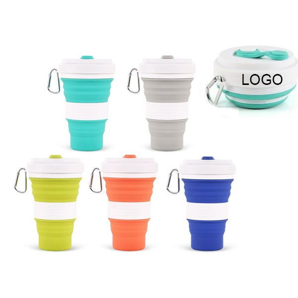 12 Oz Silicone Collapsible Coffee Cup W/ Carabiner,Mugs